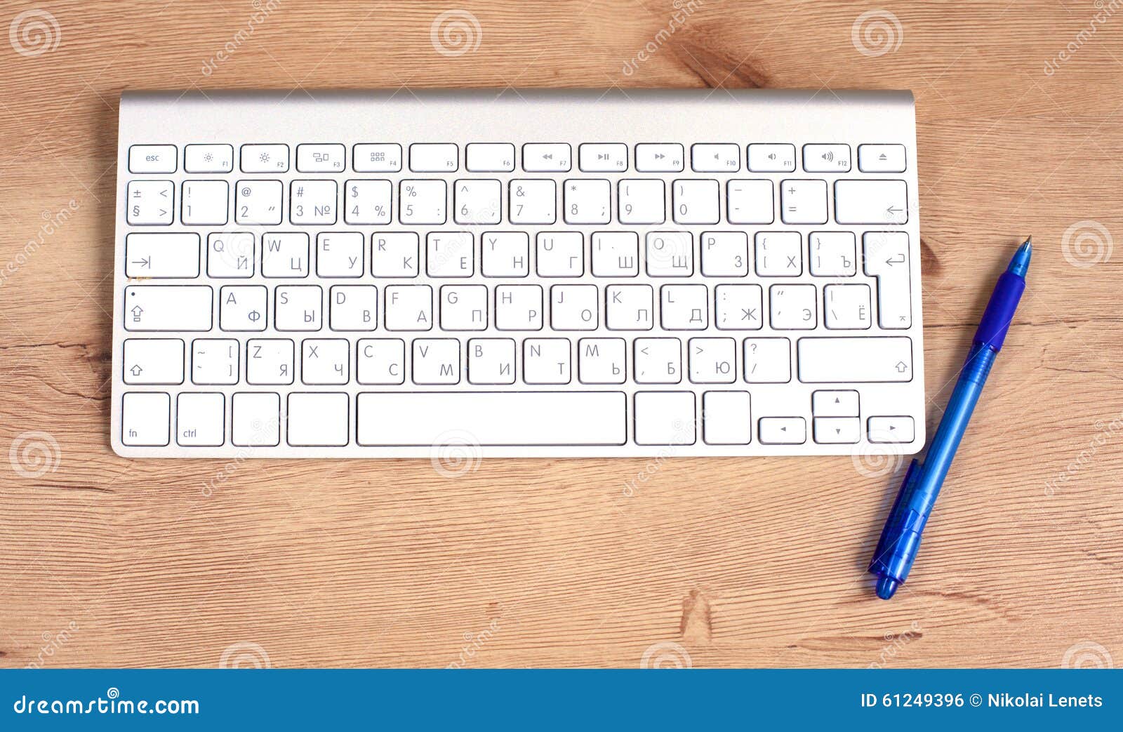 Modern Aluminum Computer Keyboard on the Table Stock Photo - Image of ...