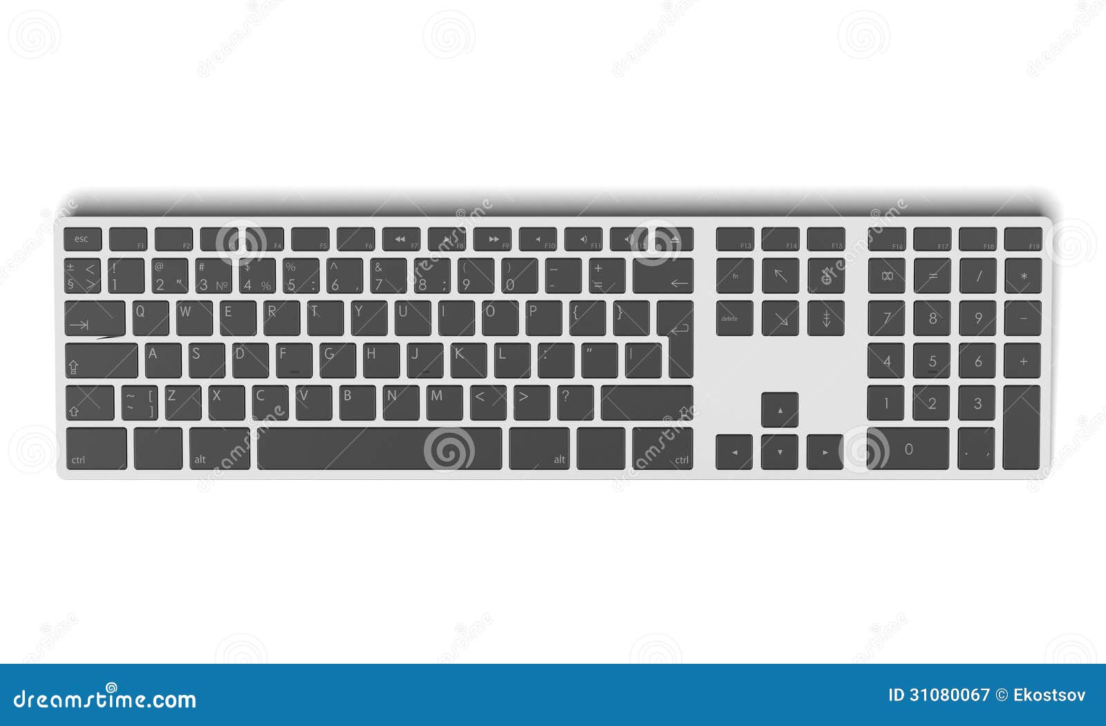 Modern Aluminum Computer Keyboard Top View Stock Illustration ...