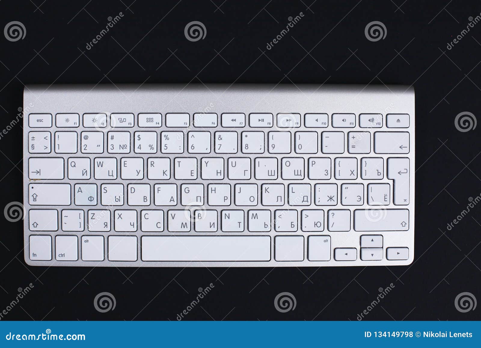 Modern Aluminum Keyboard on Table in the Office Stock Photo - Image of ...