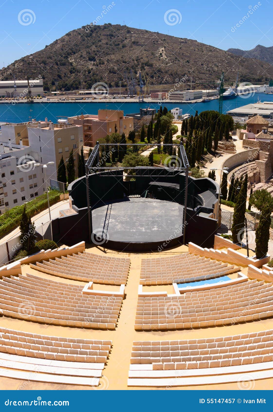 Modern Amphitheatre in Cartagena Stock Image - Image of outside, water ...