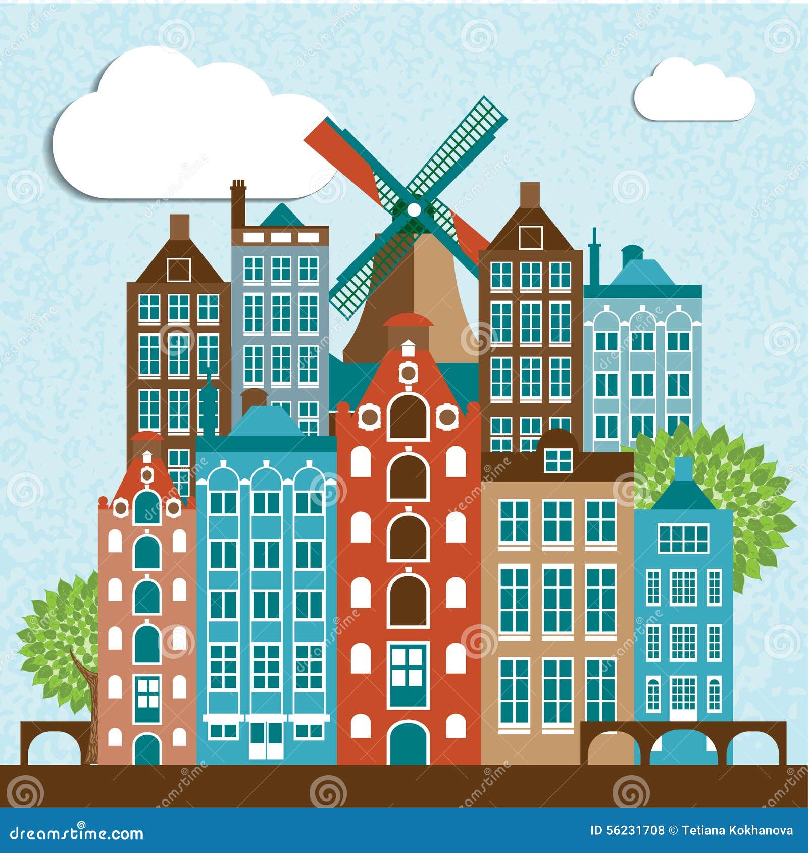 Modern Amsterdam City Skyline Design. Stock Vector - Illustration of ...