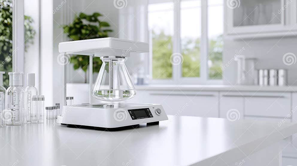 Modern Analytical Balance Precisely Measures a Liquid Sample in a ...