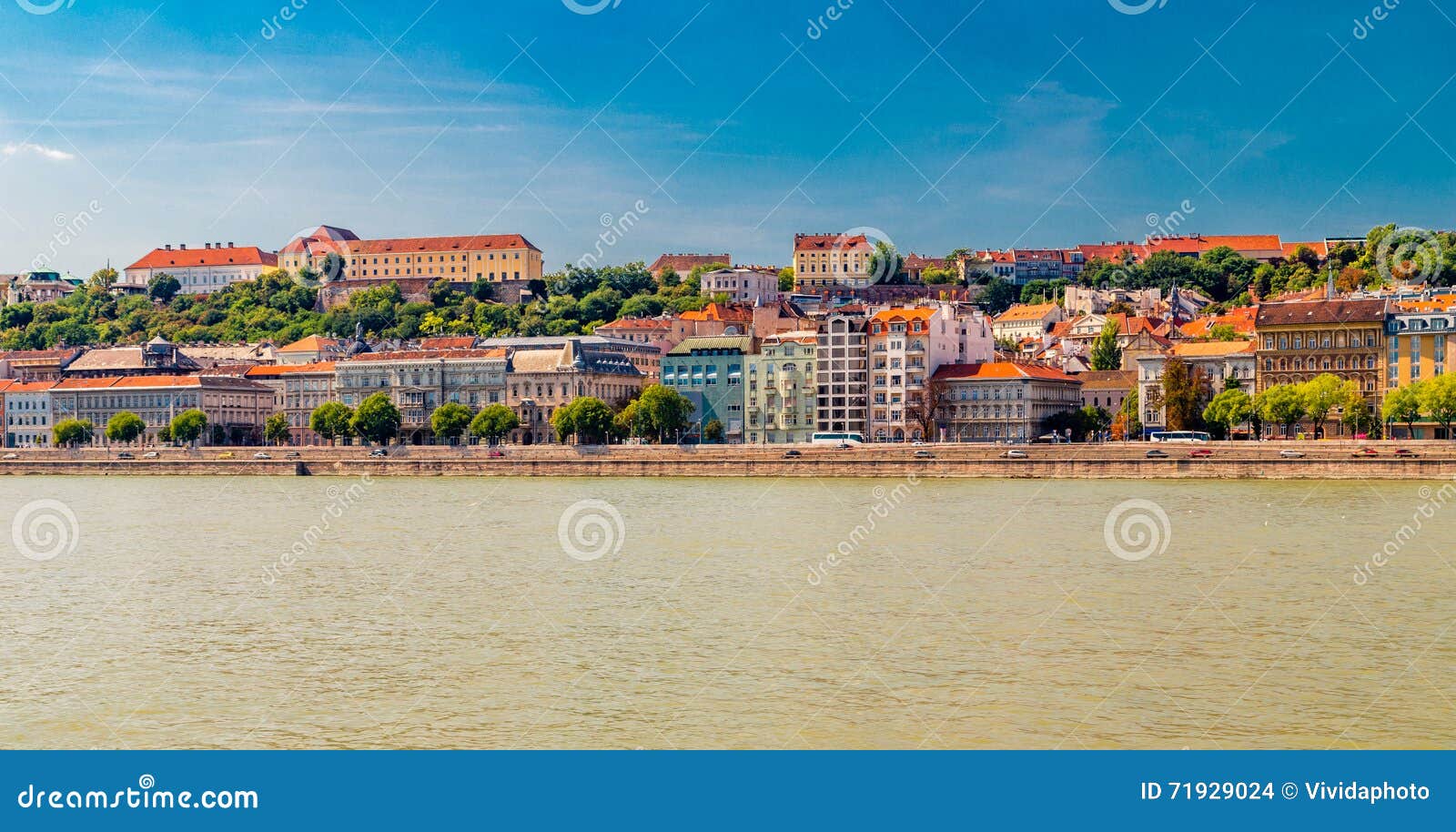 Modern and Ancient Buildings on the Danube River Stock Photo - Image of ...