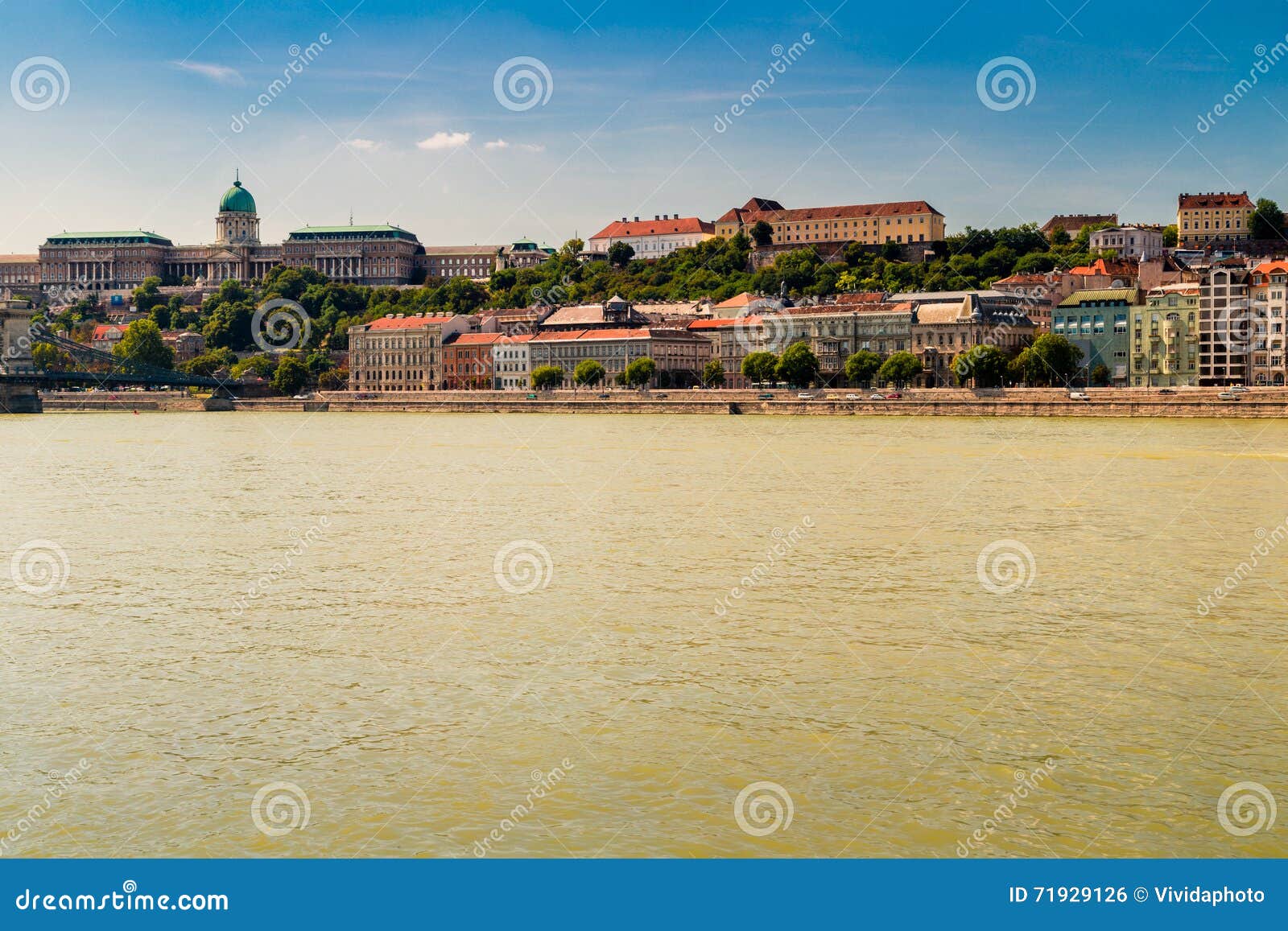Modern and Ancient Buildings on the Danube River Stock Photo - Image of ...