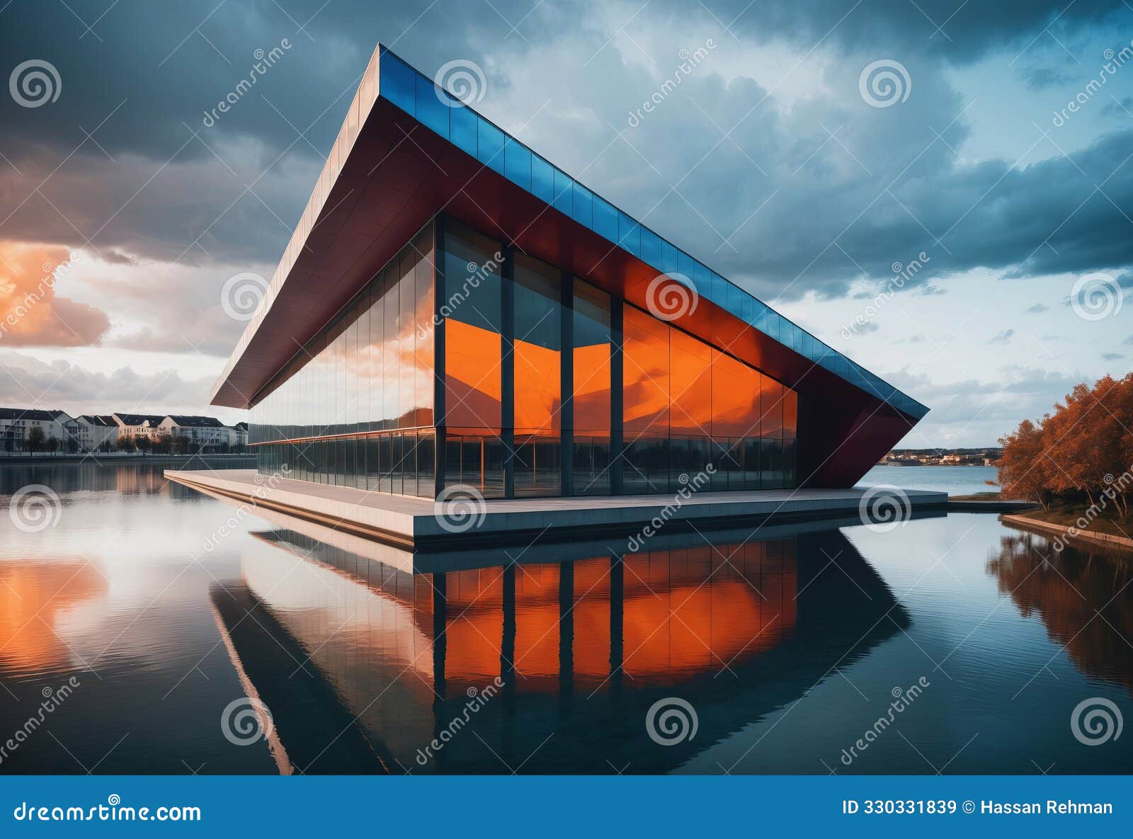 A Modern, Angular Building with a Reflective Glass Facade Stock ...