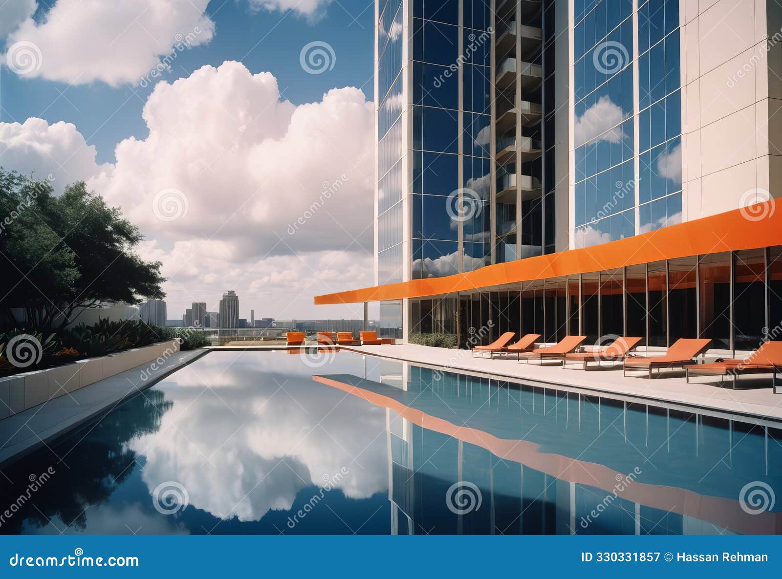 A Modern, Angular Building with a Reflective Glass Facade Stock ...