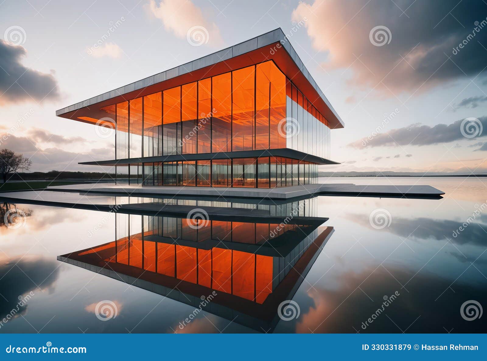 A Modern, Angular Building with a Reflective Glass Facade Stock ...