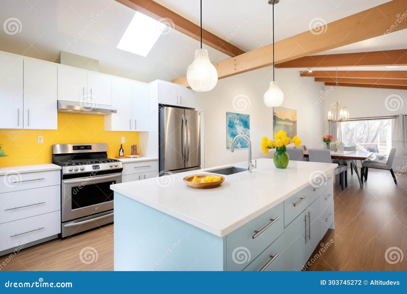 Modern Annex Kitchen with Tudorstyle Exposed Beams Stock Photo - Image ...