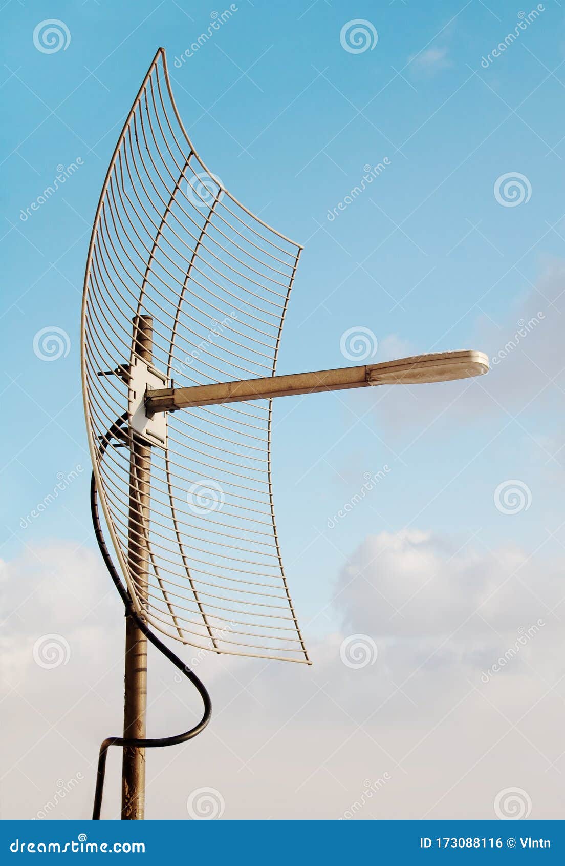 Modern antenna on blue sky stock photo. Image of blue - 173088116