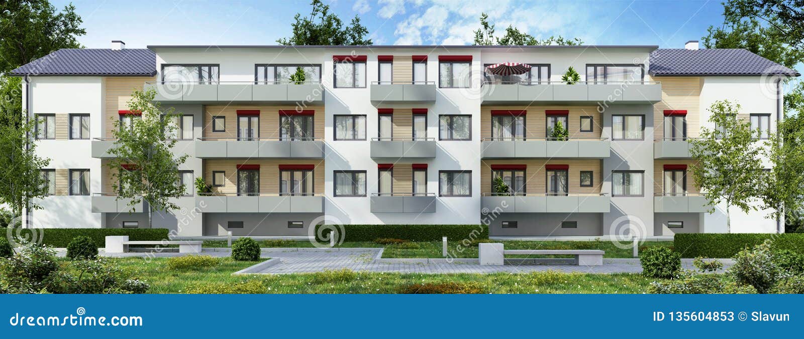 Modern Apartment Building with a Balcony in the City Stock Image ...