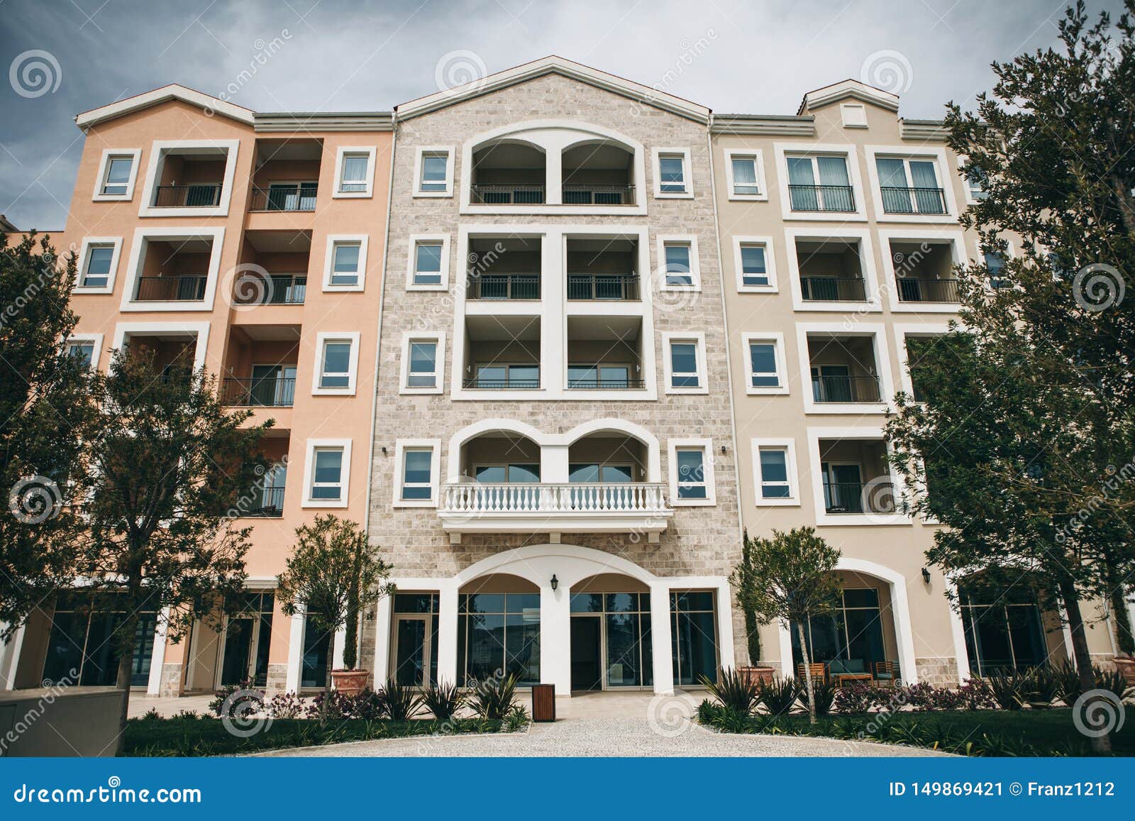 Modern apartment building. stock image. Image of real - 149869421