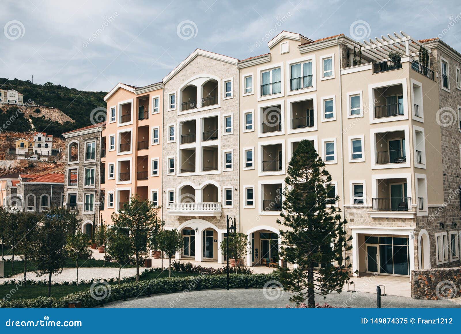 Modern apartment building. stock image. Image of living - 149874375