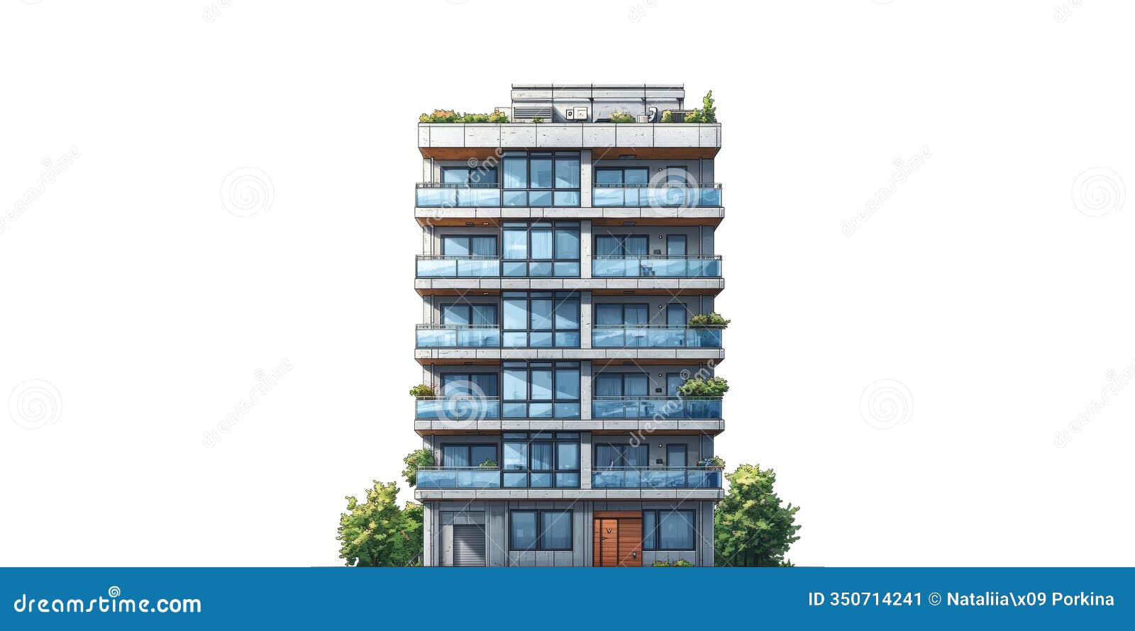 Modern Apartment Building Front View Isolated on Transparent Background ...