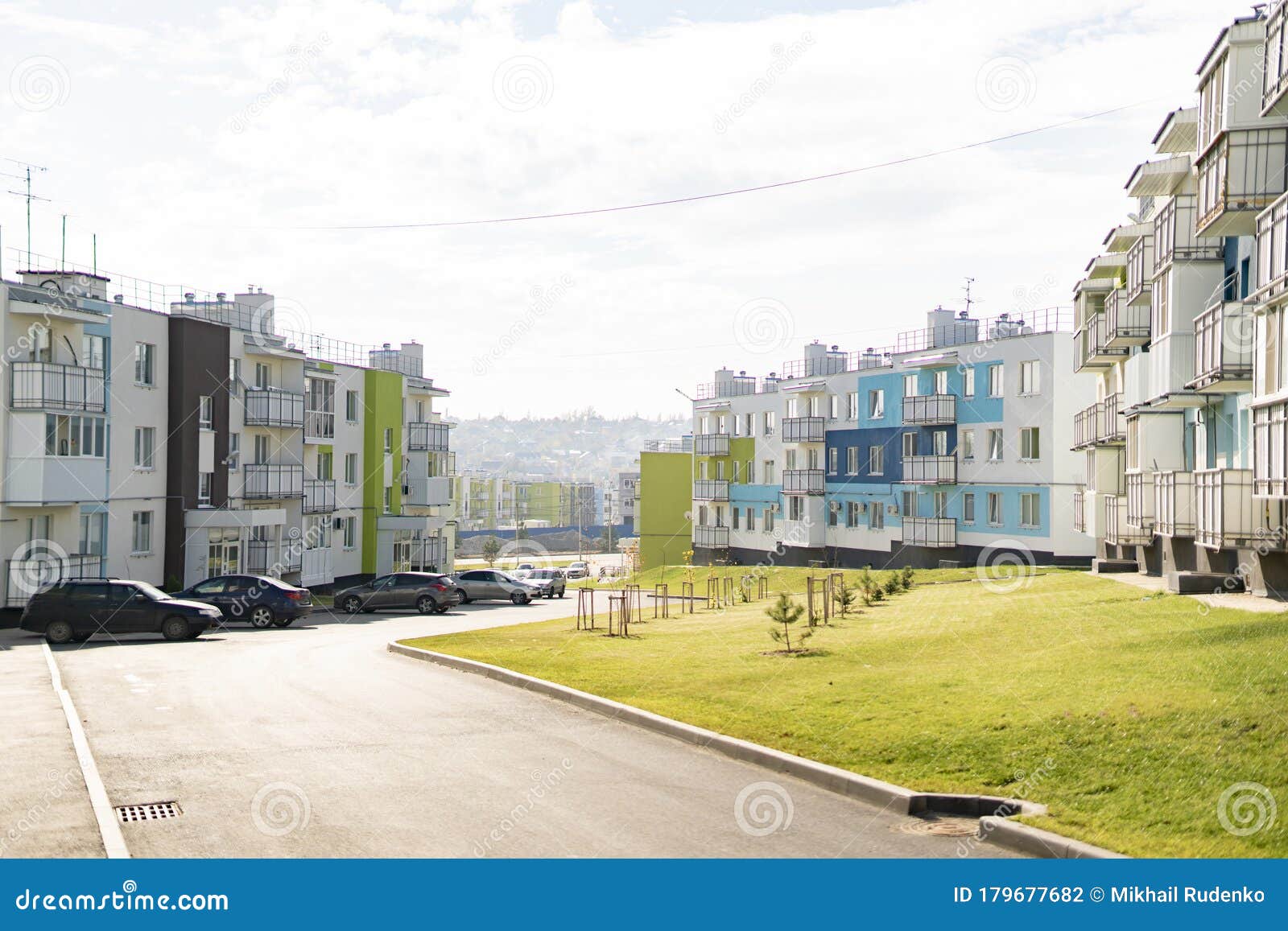 Modern Apartment Buildings Block of Flat, the District, Yard, Quater ...