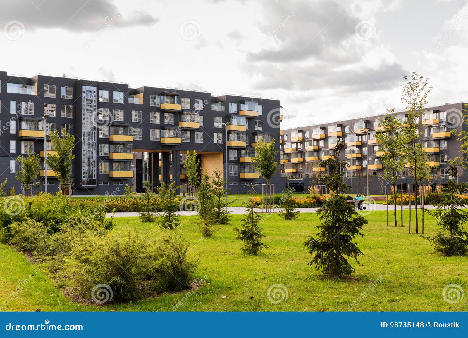 Modern apartment buildings stock photo. Image of condominium - 98735148