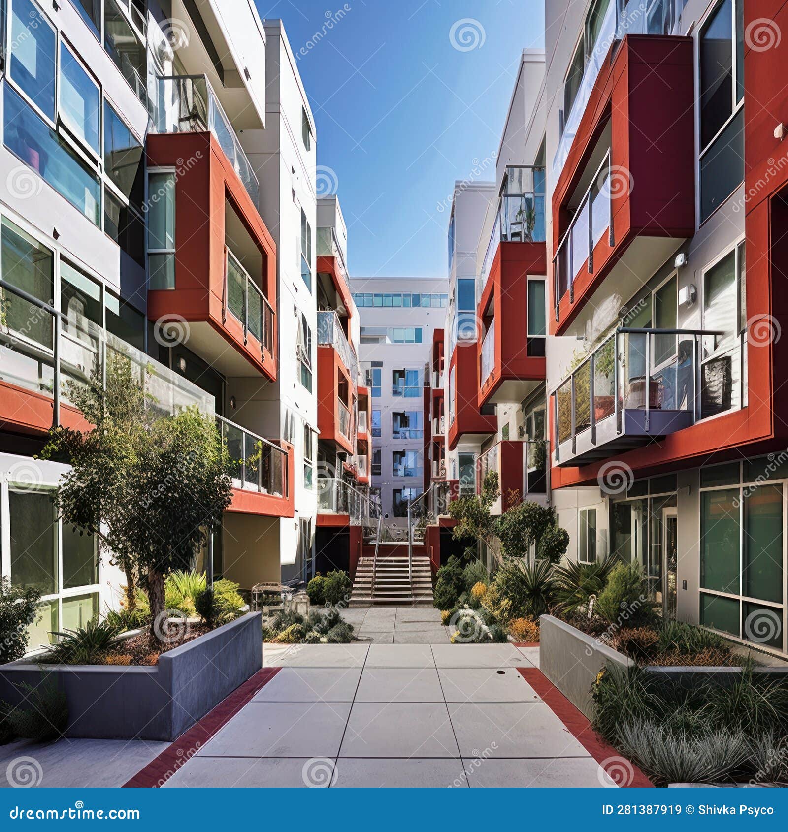 A Modern Apartment Complex Street Generative AI Stock Illustration ...