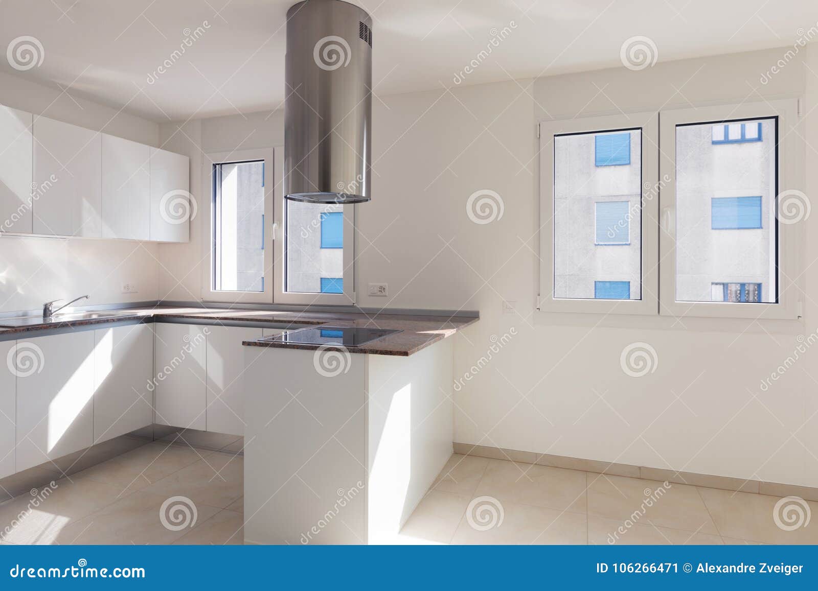 Modern Apartment, Empty Spaces, Kitchen Stock Image - Image of plan ...