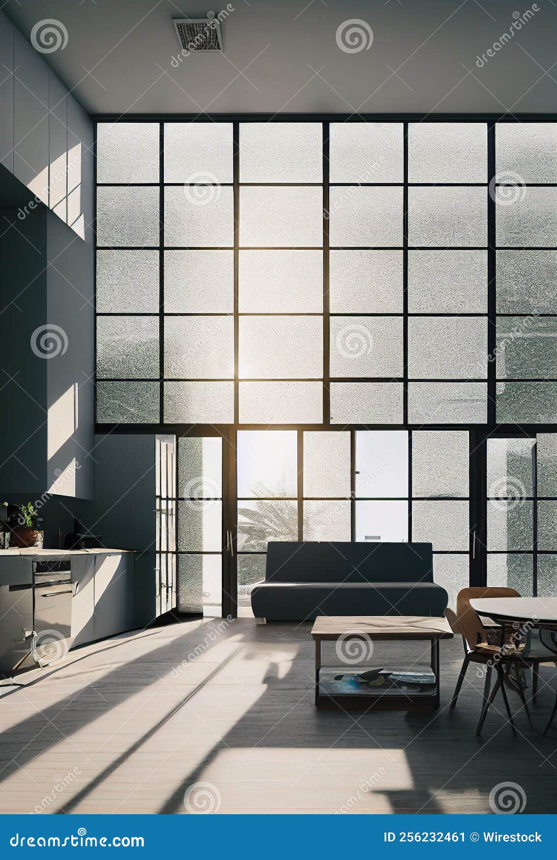 Modern Apartment House with Huge Windows Stock Image - Image of ...