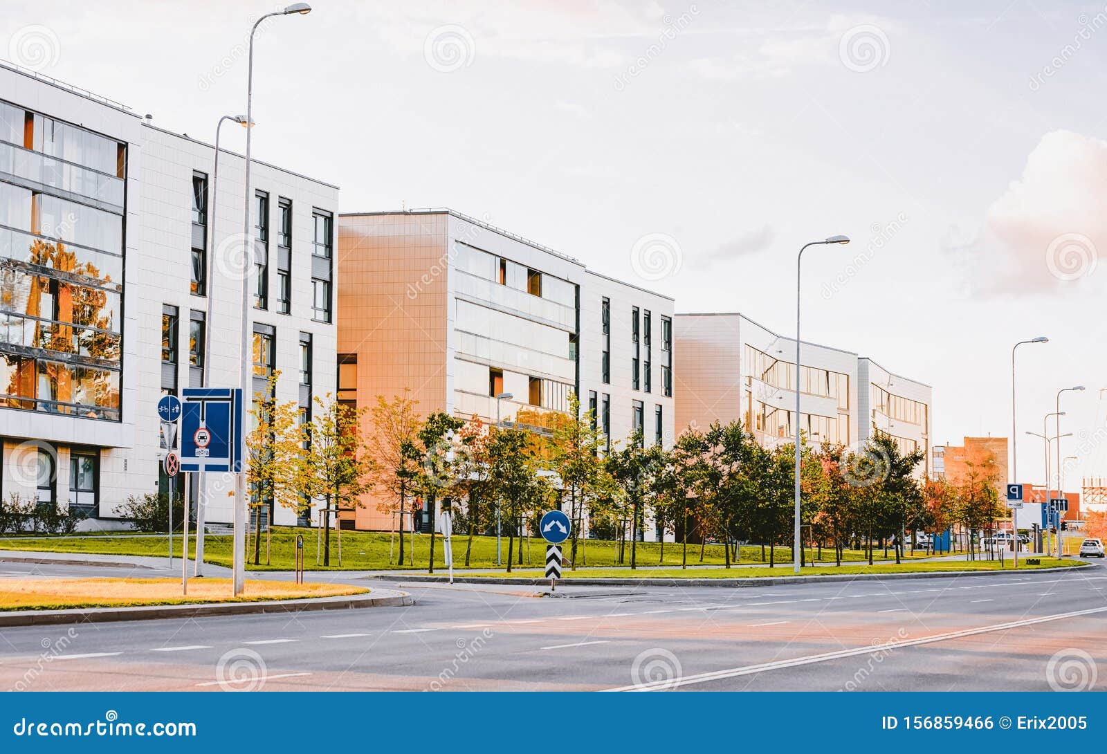 Modern Apartment Residential Building Complex with Street Stock Photo ...