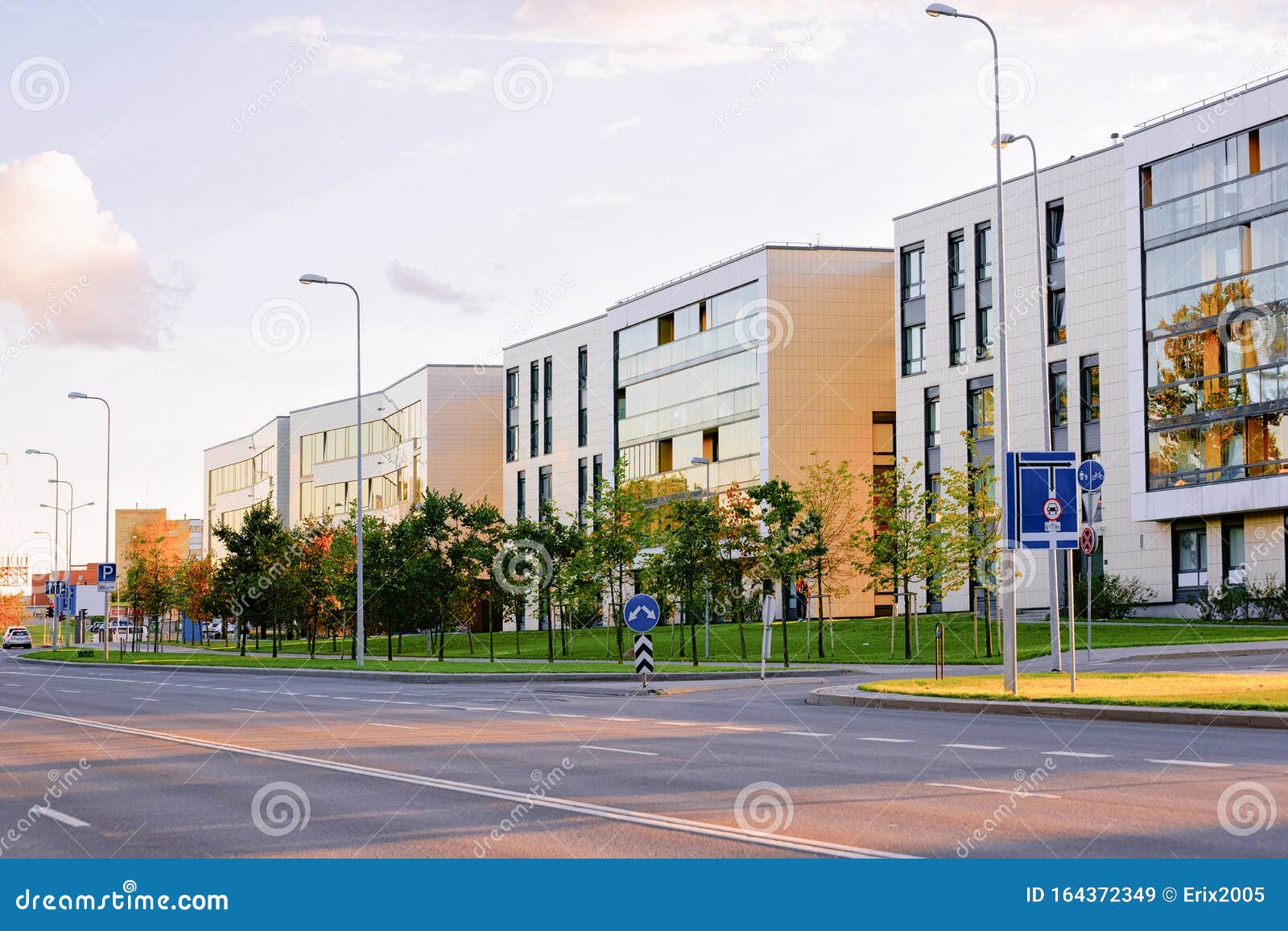 Modern Apartment Residential Building Complex with Street Stock Image ...