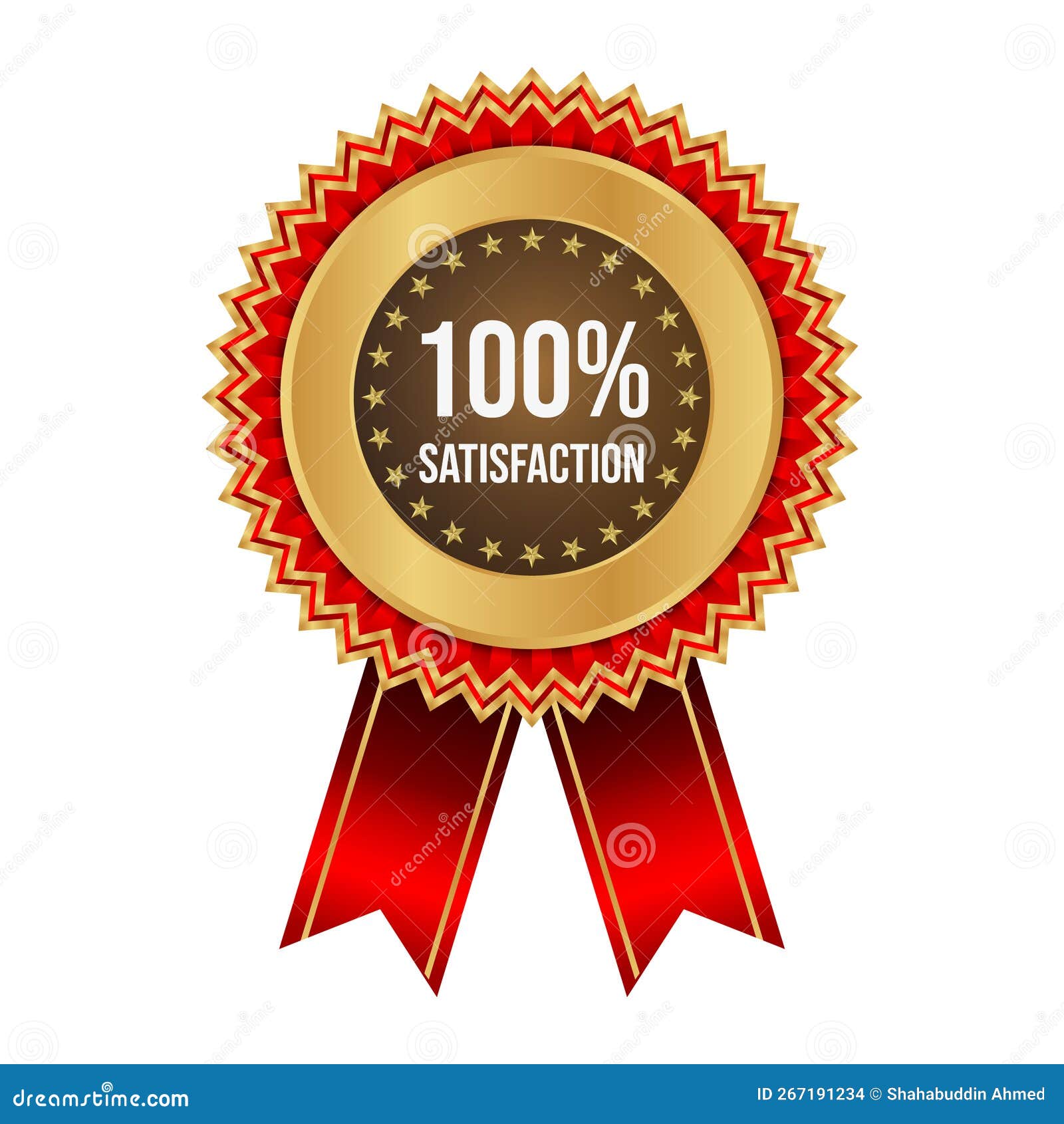100 Percent Satisfaction Guaranteed Golden and Red Medal Label Icon ...