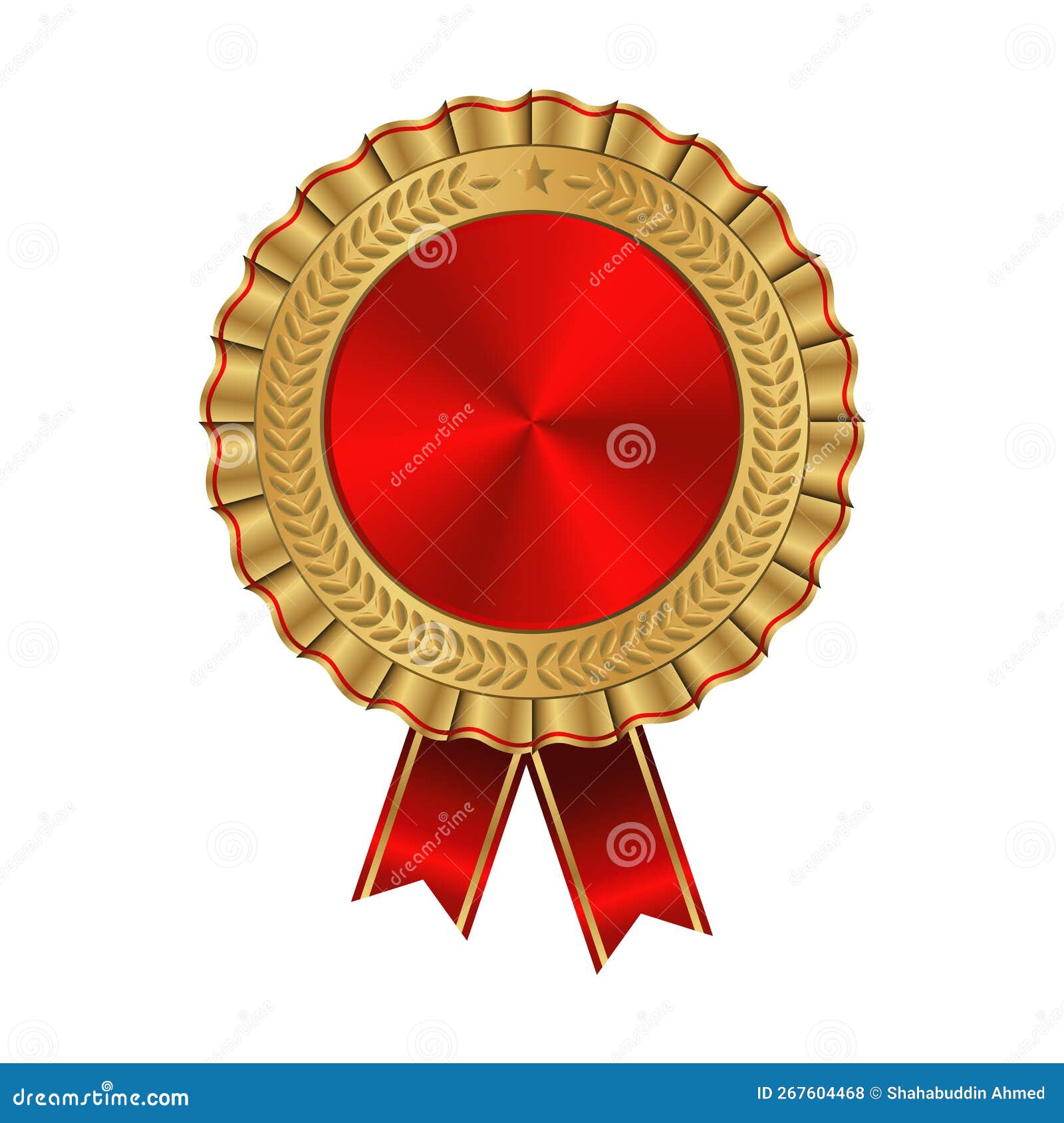 Blank Award Template - Rosette with Golden and Red Medal Stock Vector ...