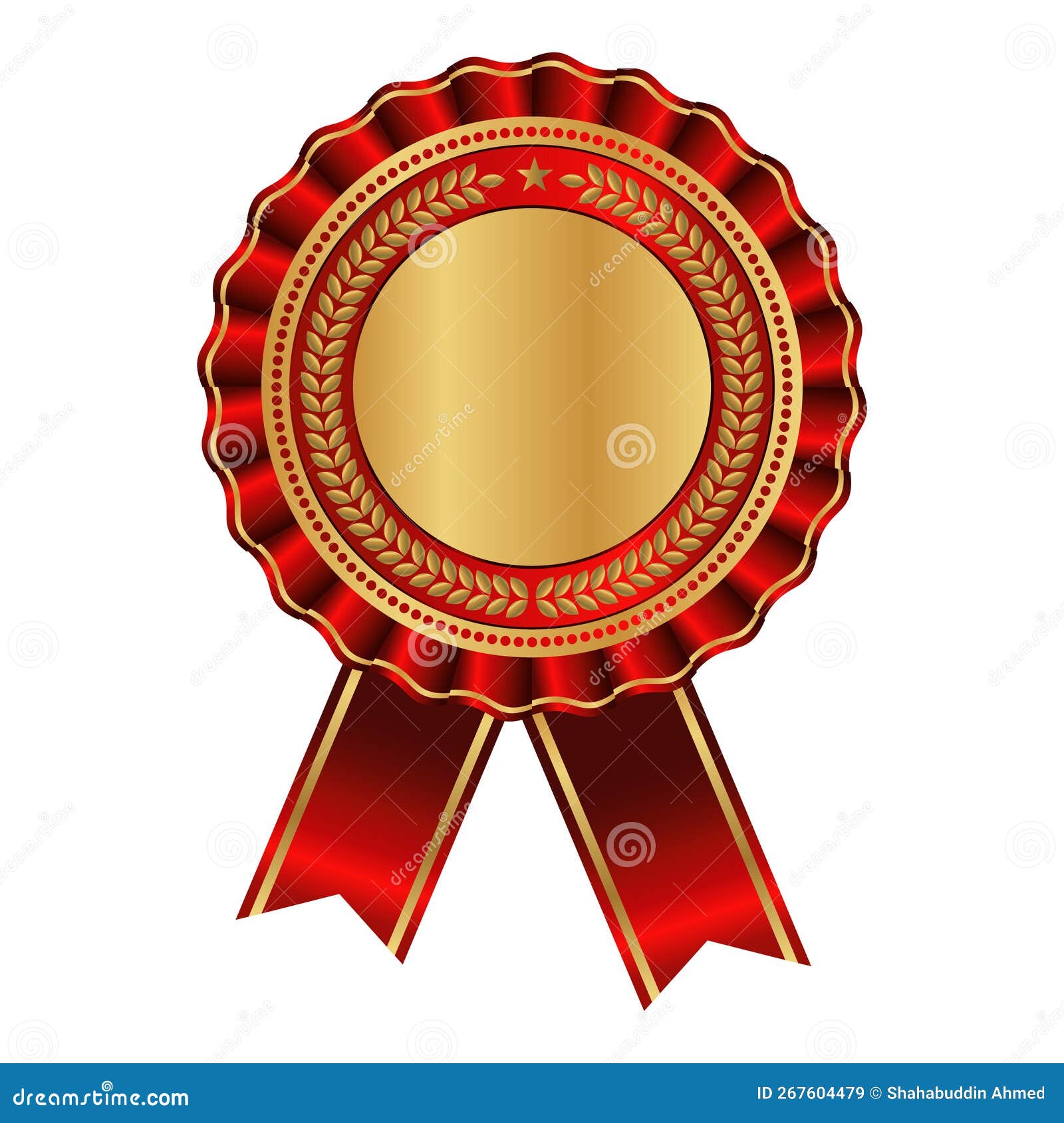Blank Award Template - Rosette with Golden and Red Medal Stock Vector ...