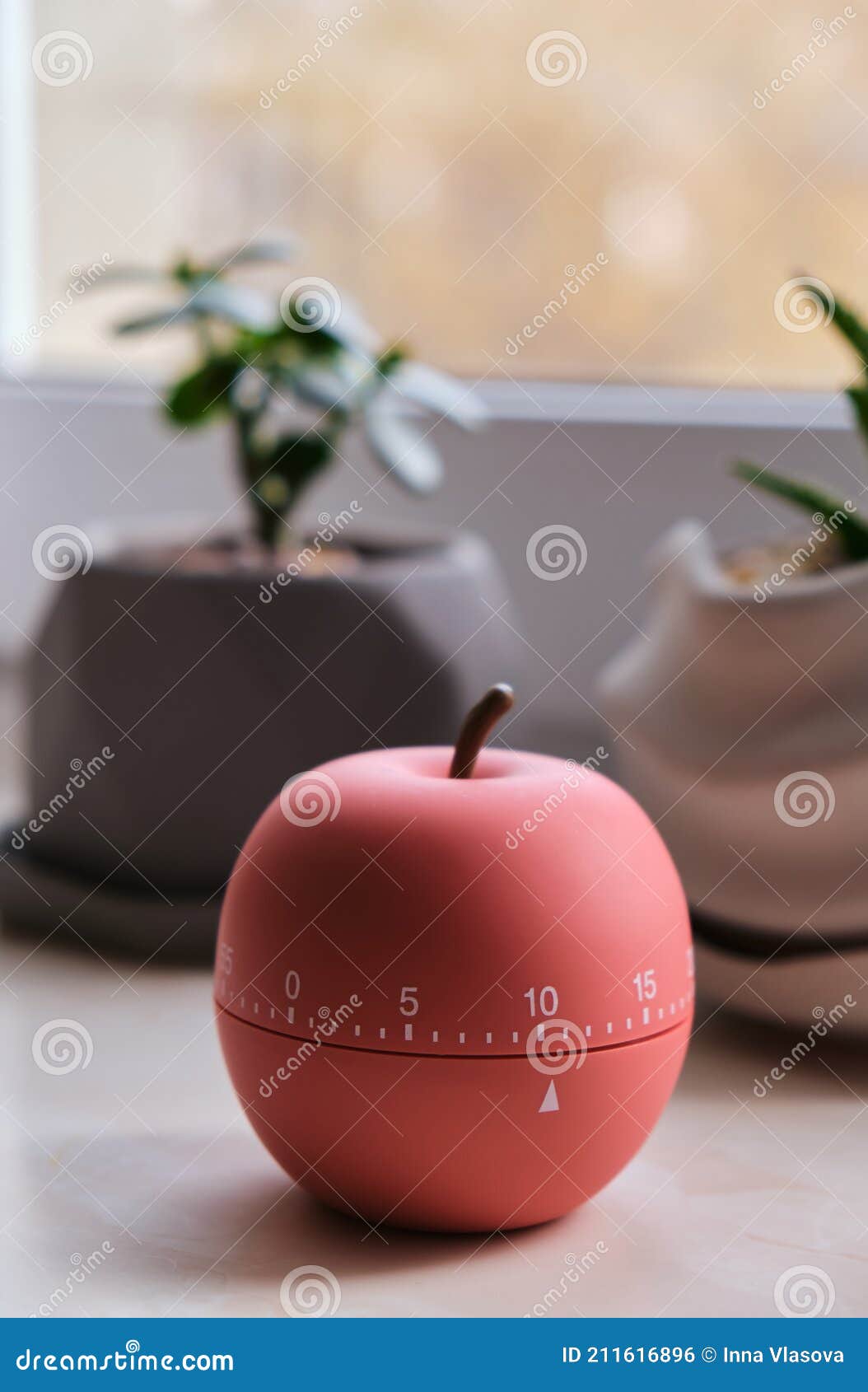 Modern Apple Shaped Timer Next To Windows Stock Photo - Image of clock ...
