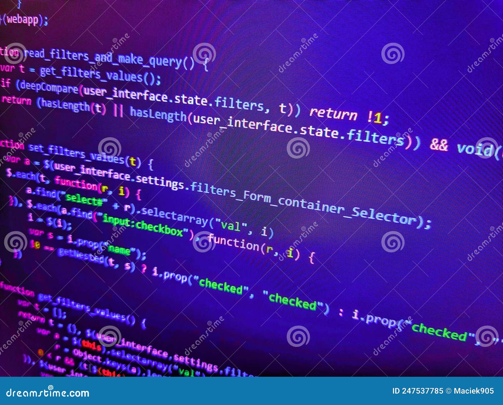 Modern Application Source Abstract Algorithm Concept Web Site Codes On Computer Monitor