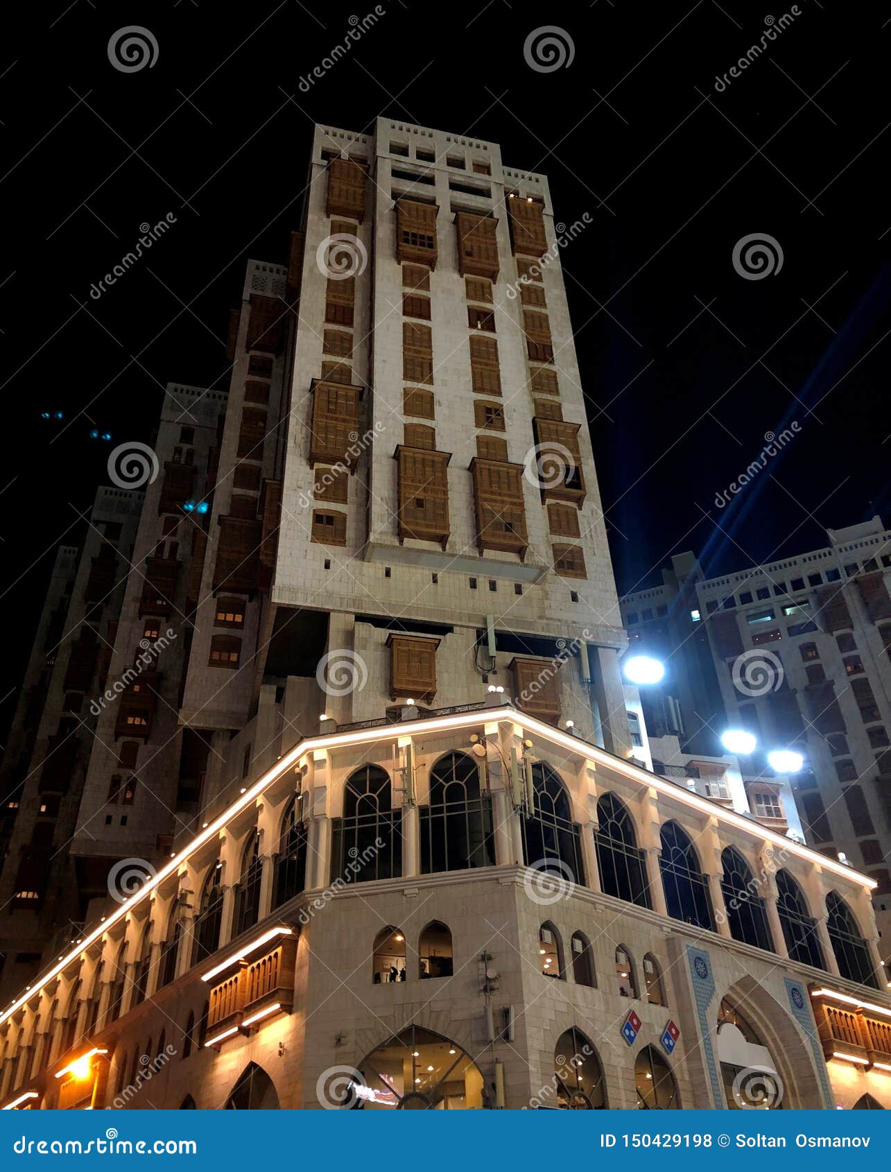 Modern Arab Architecture with National Elements. Evening Lighting ...