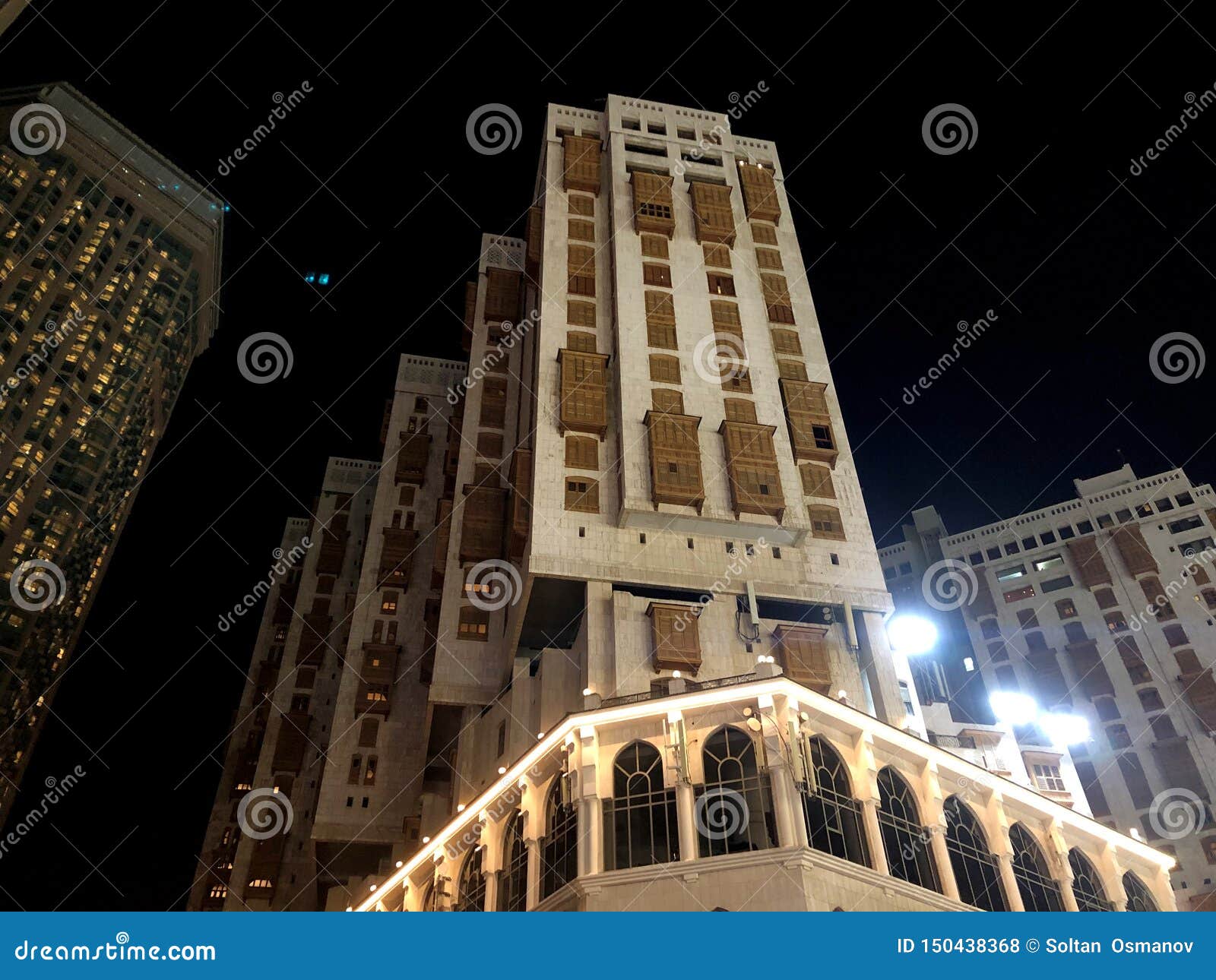 Modern Arab Architecture with National Elements. Evening Lighting Stock ...