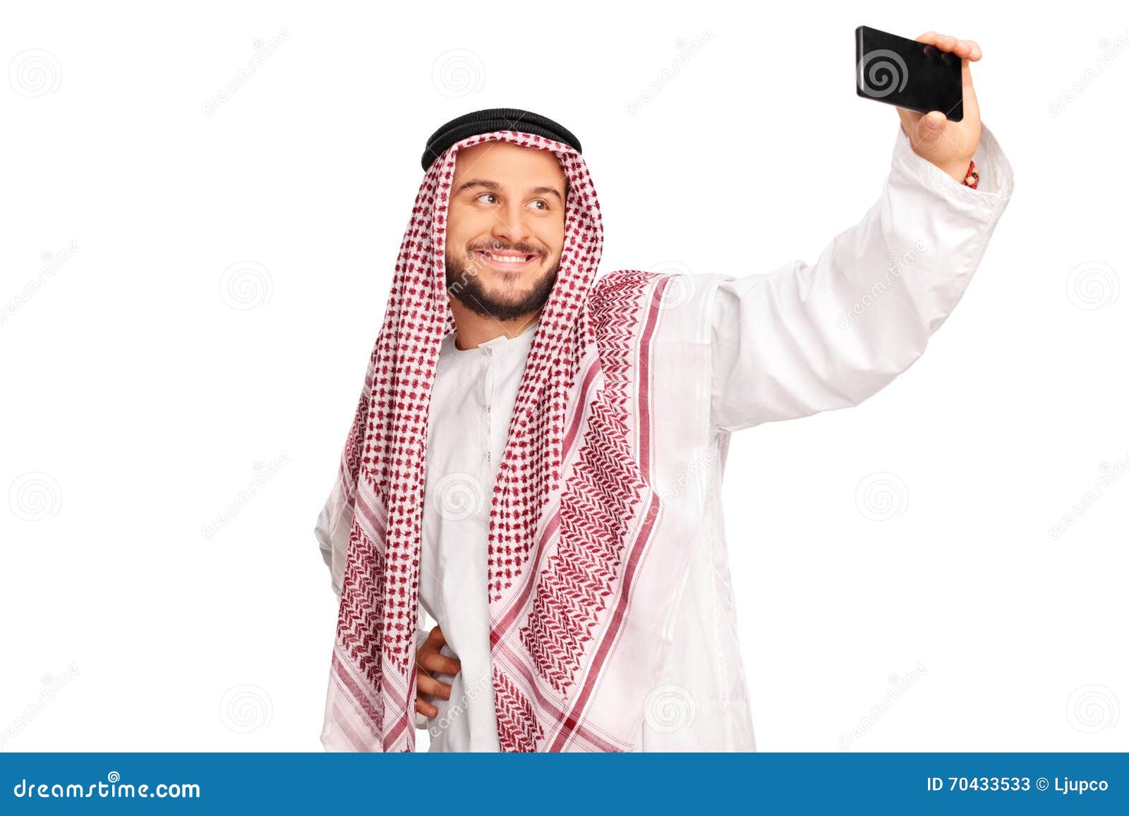 Modern Arab Taking a Selfie with Cell Phone Stock Image - Image of ...