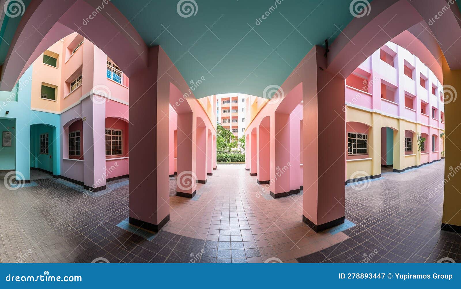 The Modern Arcade Elegant Design Features a Pink Arch Ceiling Generated ...