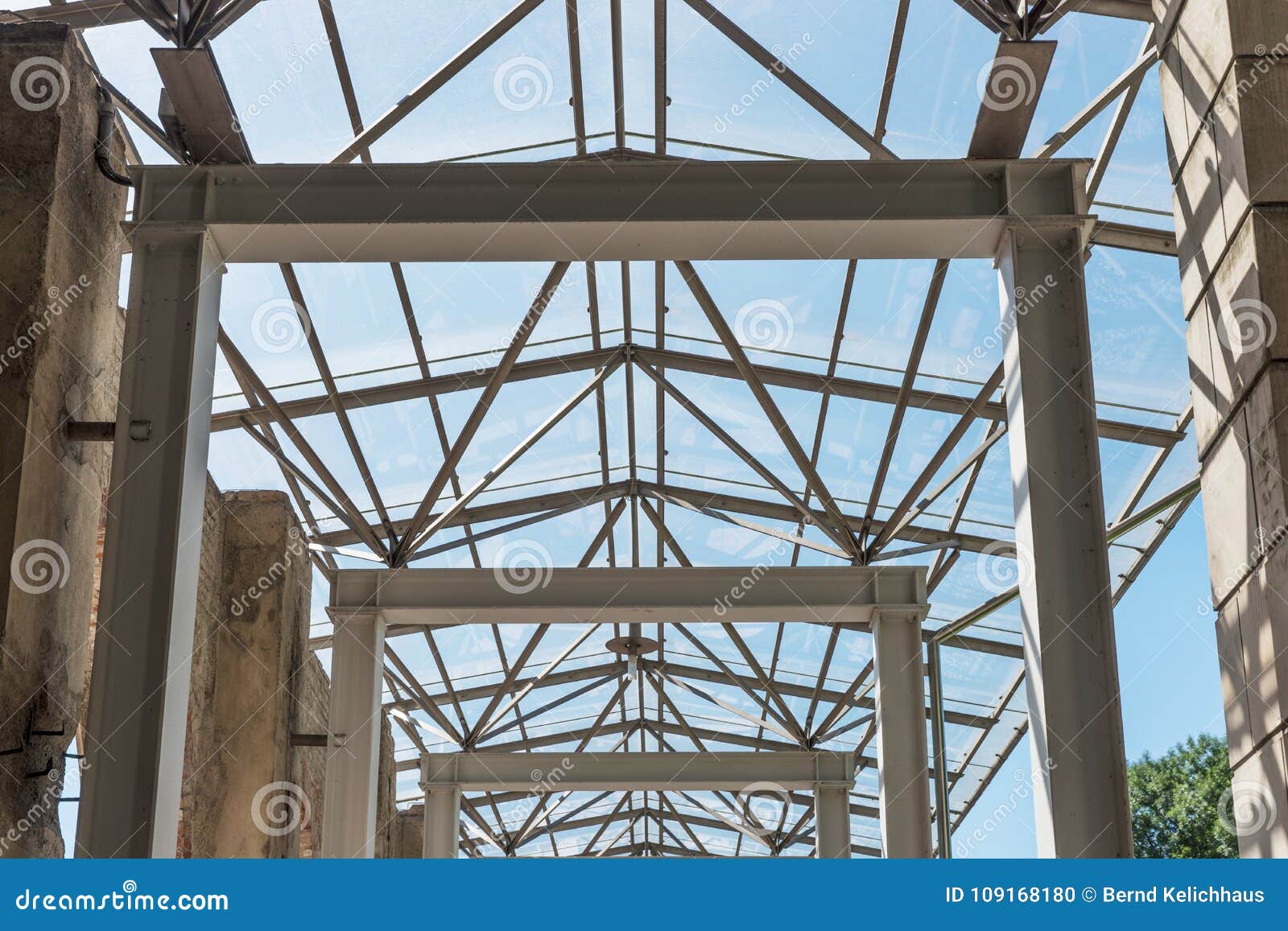 Modern Arcade with Vertical Metal Columns Stock Photo - Image of design ...