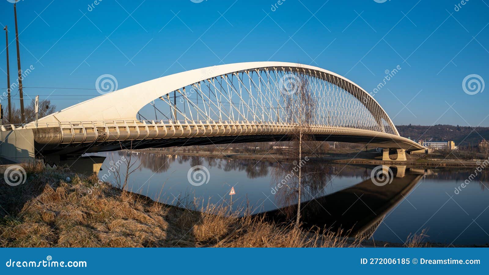 The Modern Arched Bridge in Prague Trojsky Most Editorial Image - Image ...