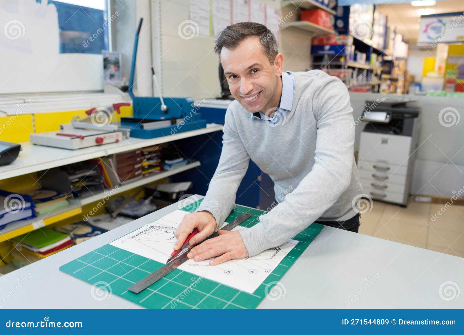 Modern Architect with Pencil and Ruler Drawing Sketch on Paper Stock ...