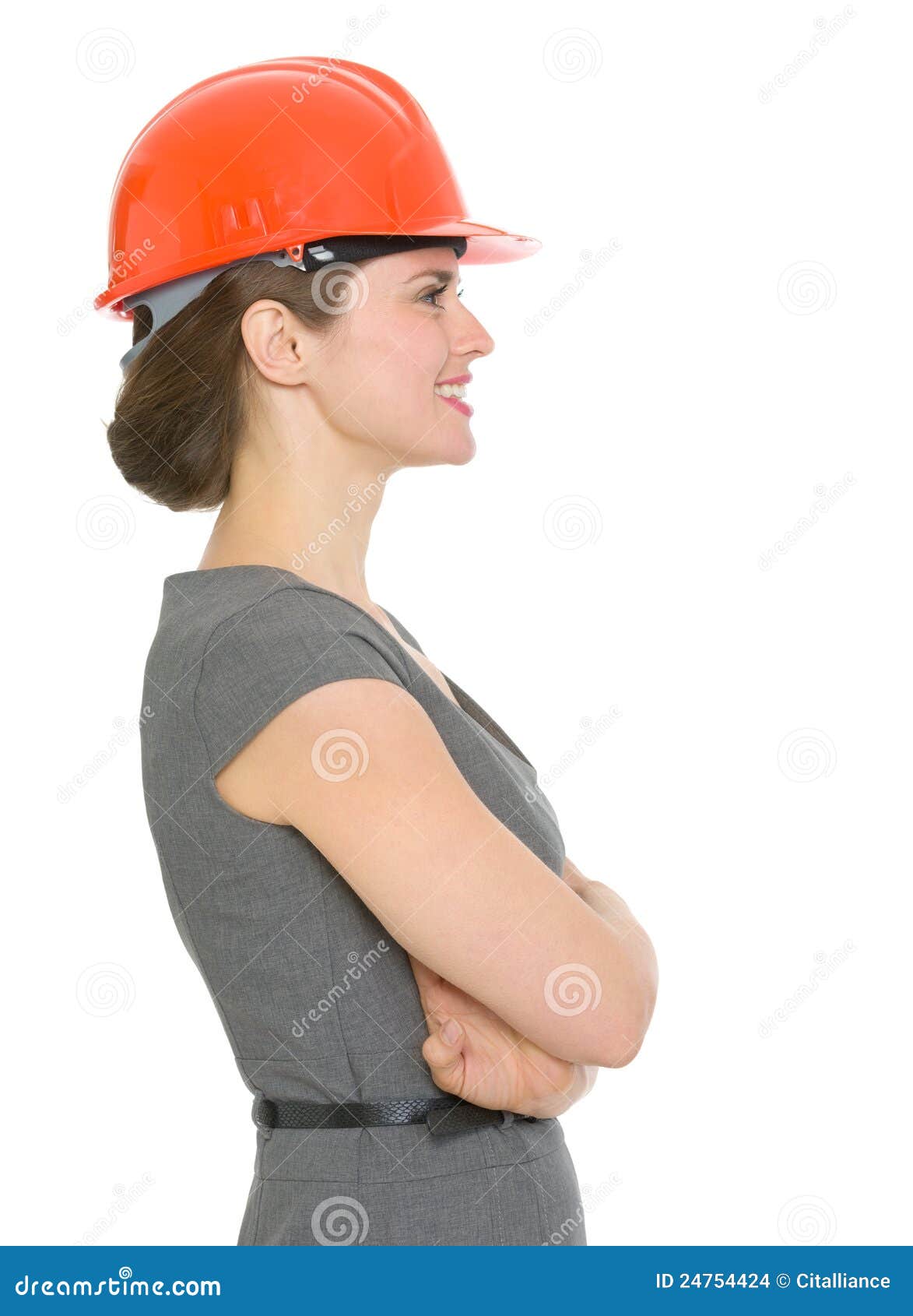 Modern Architect Woman Looking Sideways Stock Photo - Image of white ...