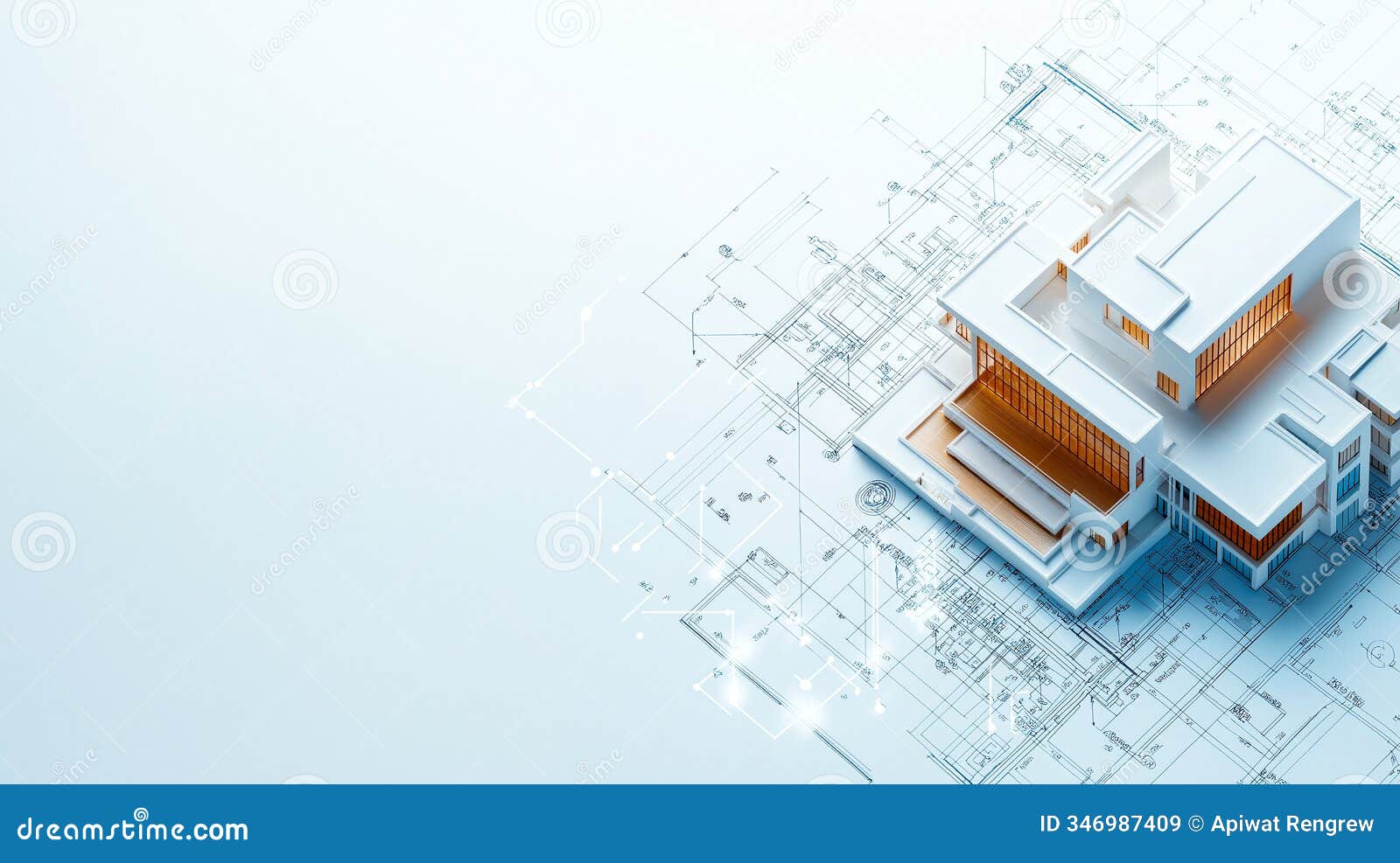 Modern Architectural Blueprints with Scale Model of House Showcase ...