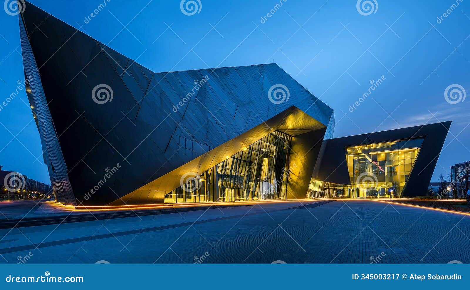 Modern Architectural Building with Sharp Angles and Glass Facade ...