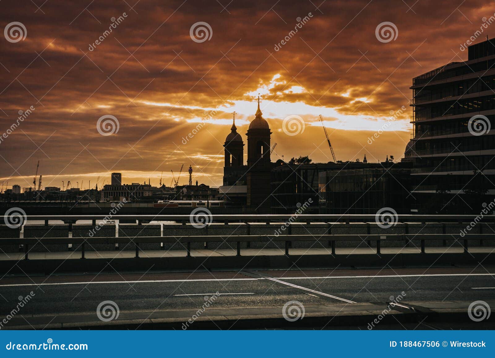 Modern Architectural Buildings Glowing Under the Golden Sun Rays ...