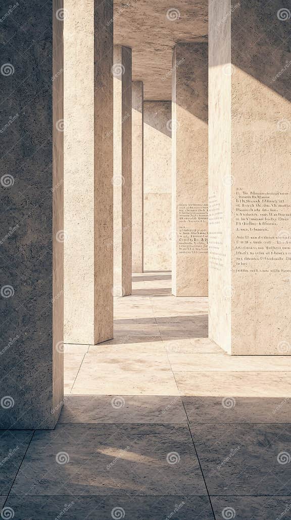 Modern Architectural Columns with Sunlight Creating Dramatic Shadows ...
