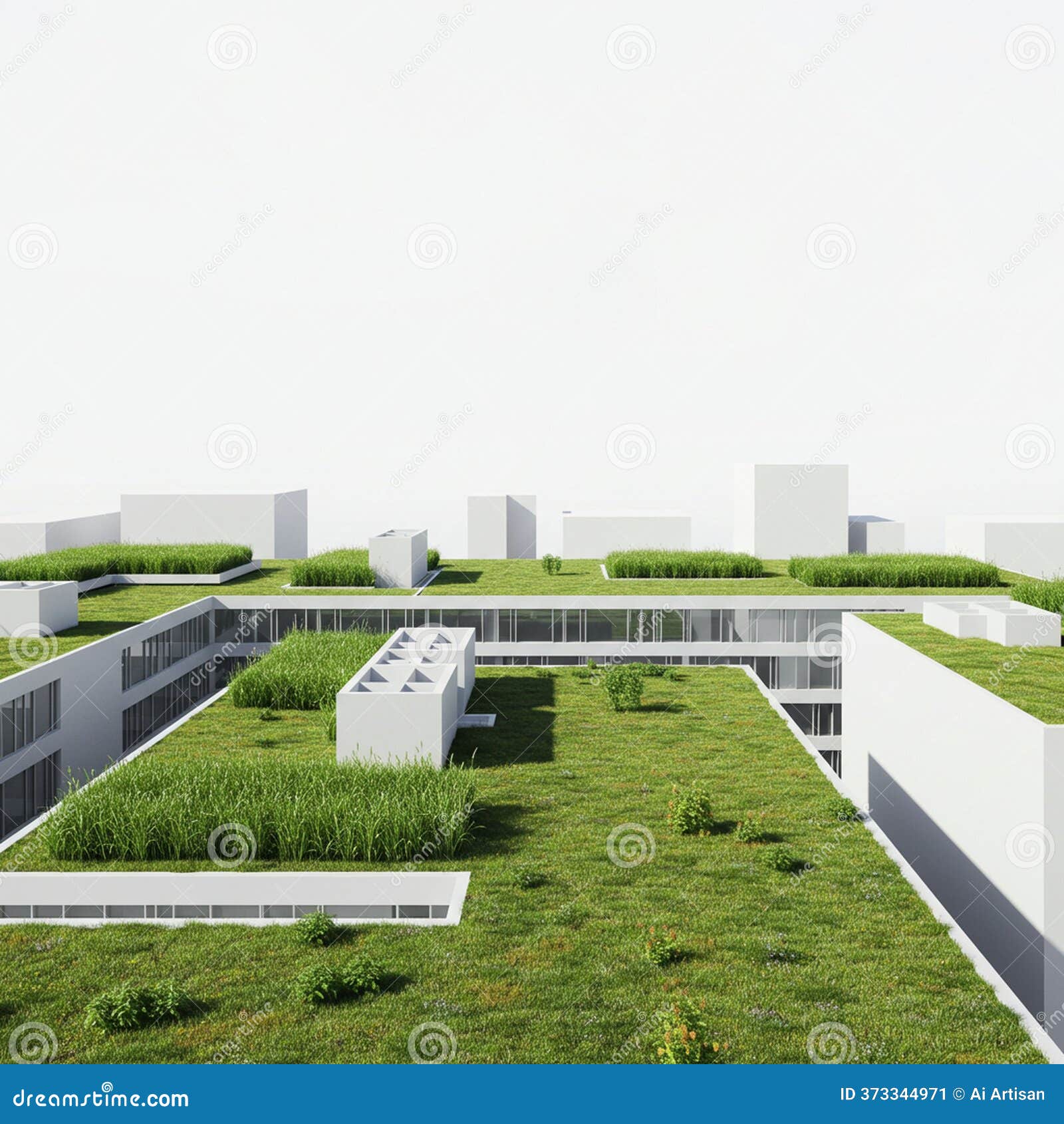 Modern Architectural Complex Featuring Extensive Green Roofs, Covered ...