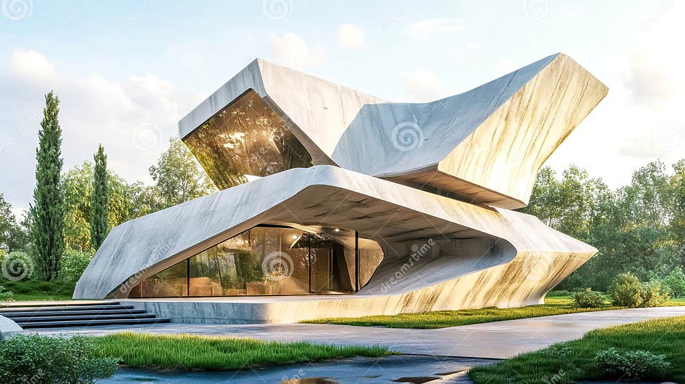 Modern Architectural Concrete Structure with Unusual Asymmetric Design ...