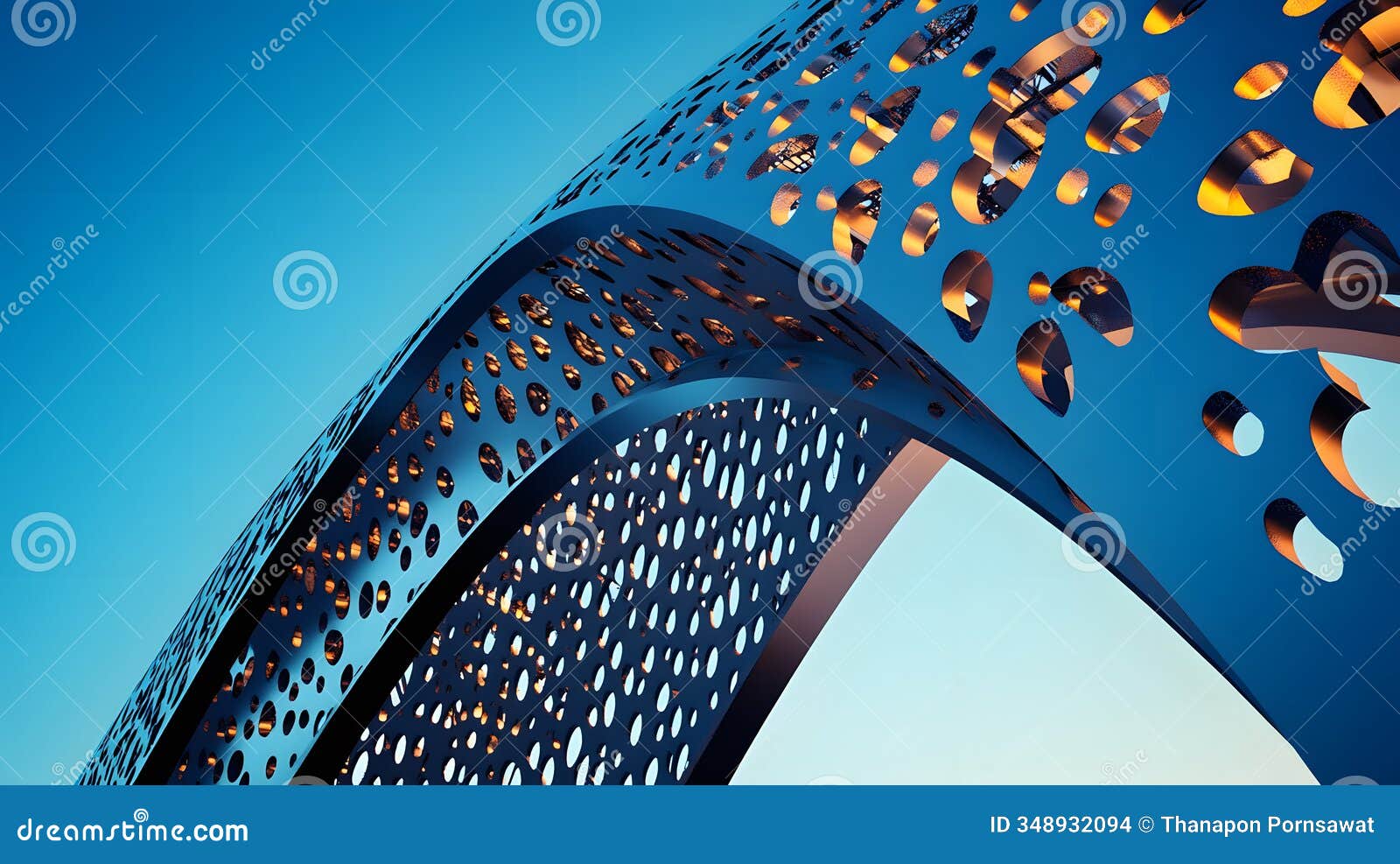 Modern Architectural Design Abstract Blue Metal Structure with ...