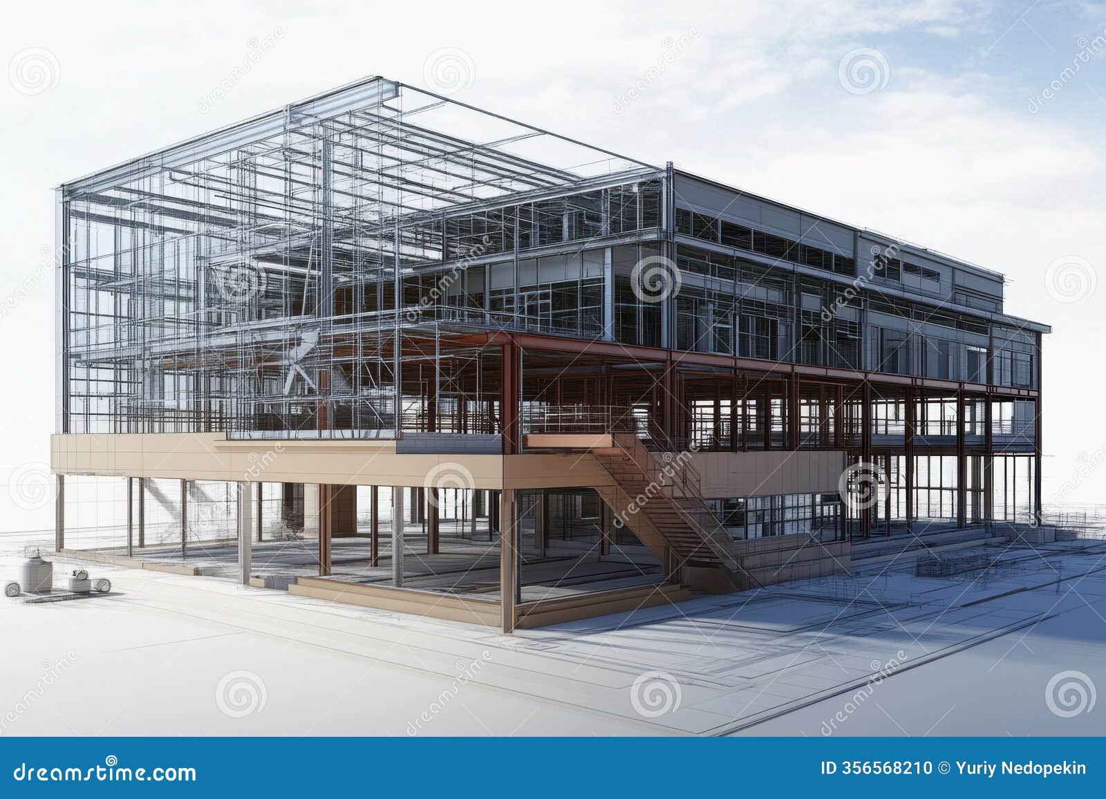 Modern Architectural Design in Construction Showcasing Steel Frame ...