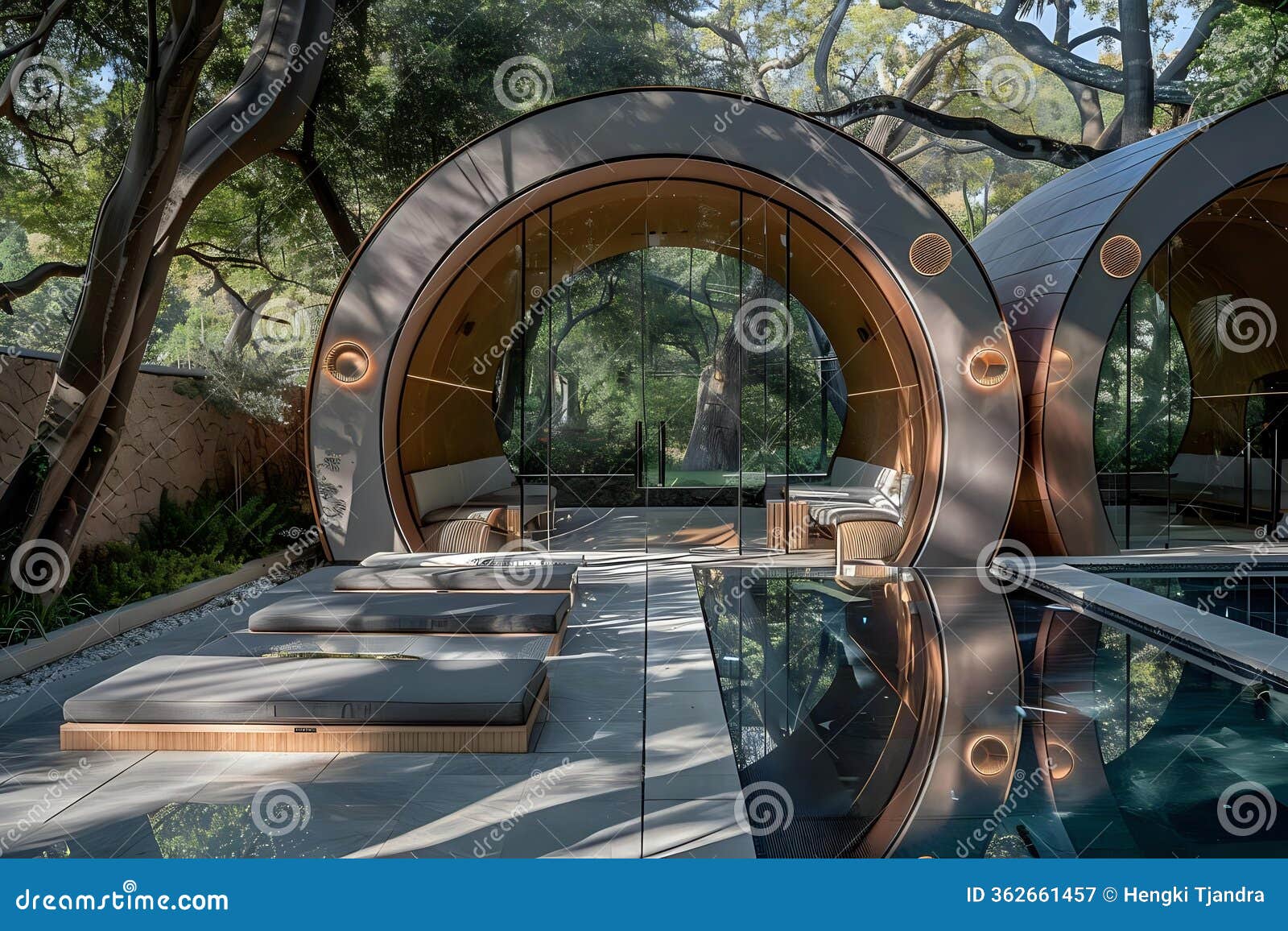 Modern Architectural Design, Curvilinear Structures Encompass Tranquil ...