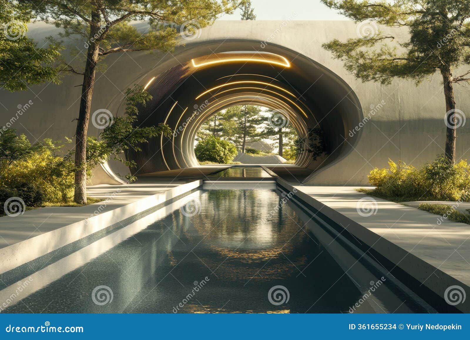 Modern Architectural Design Features a Tranquil Water Pathway ...