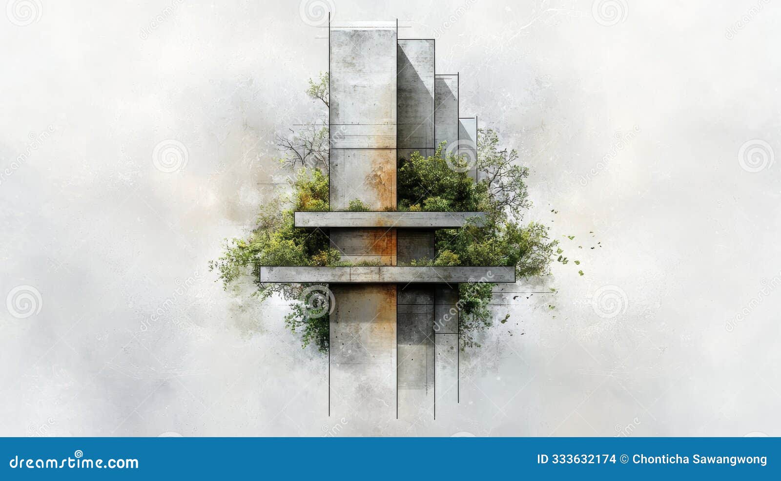 A Modern Architectural Design Featuring Concrete Structures Intertwined ...