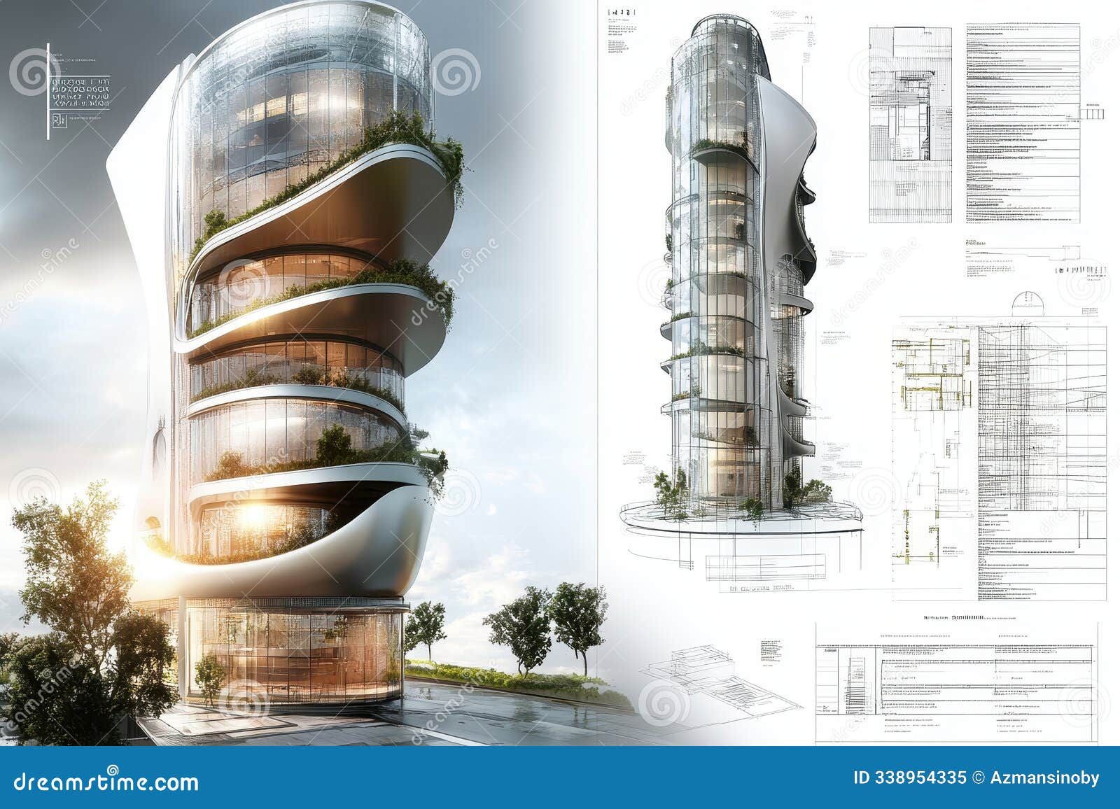 Modern Architectural Design Featuring a Sleek, Curvy Building with ...