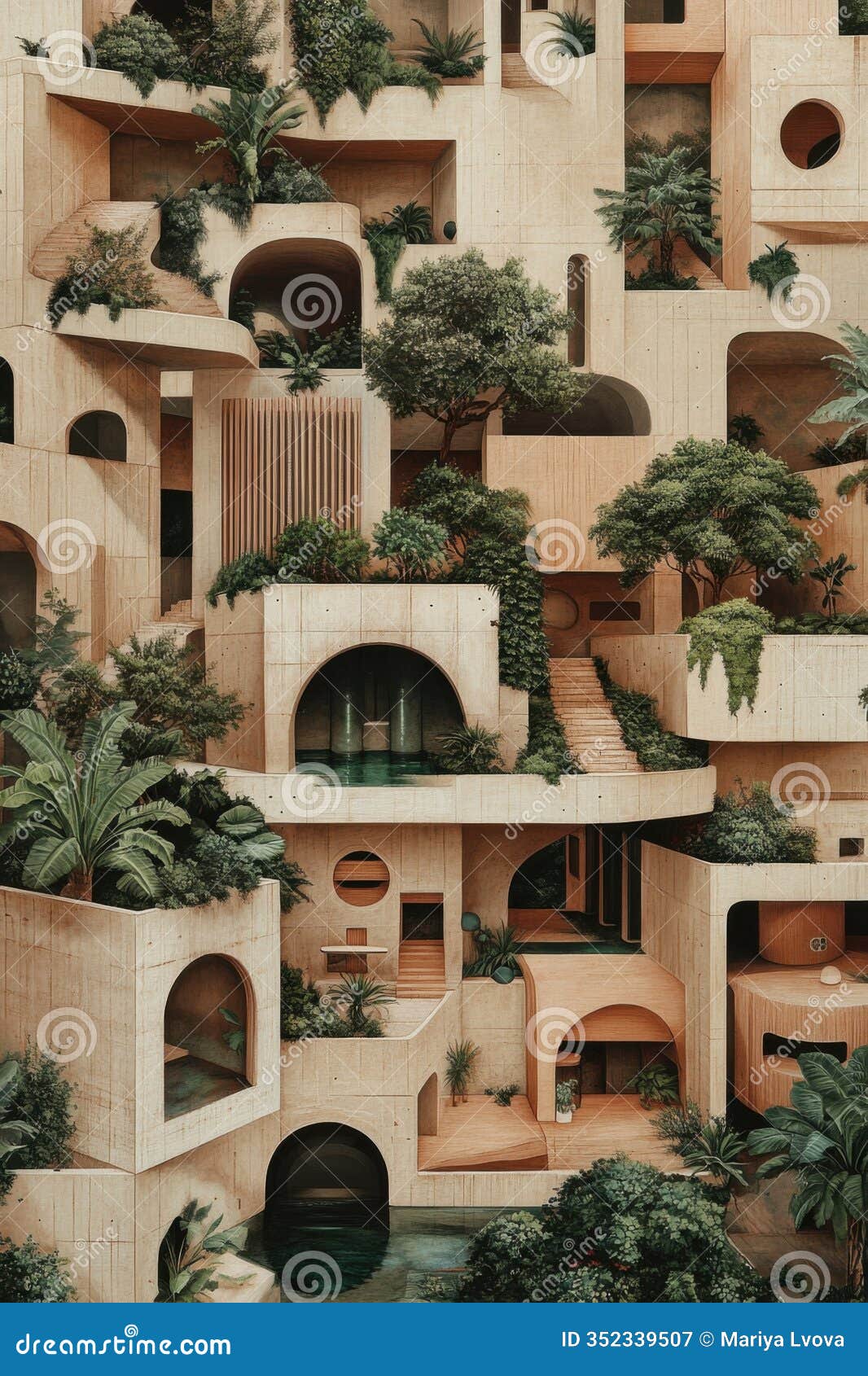 Modern Architectural Design Featuring a Terraced Structure with ...